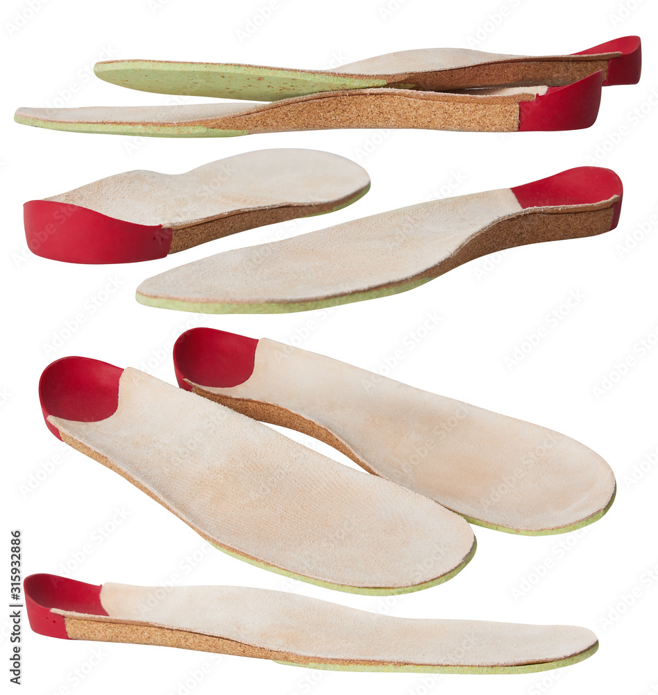 Orthotics on a white background. Insert in shoes to support the foot ...