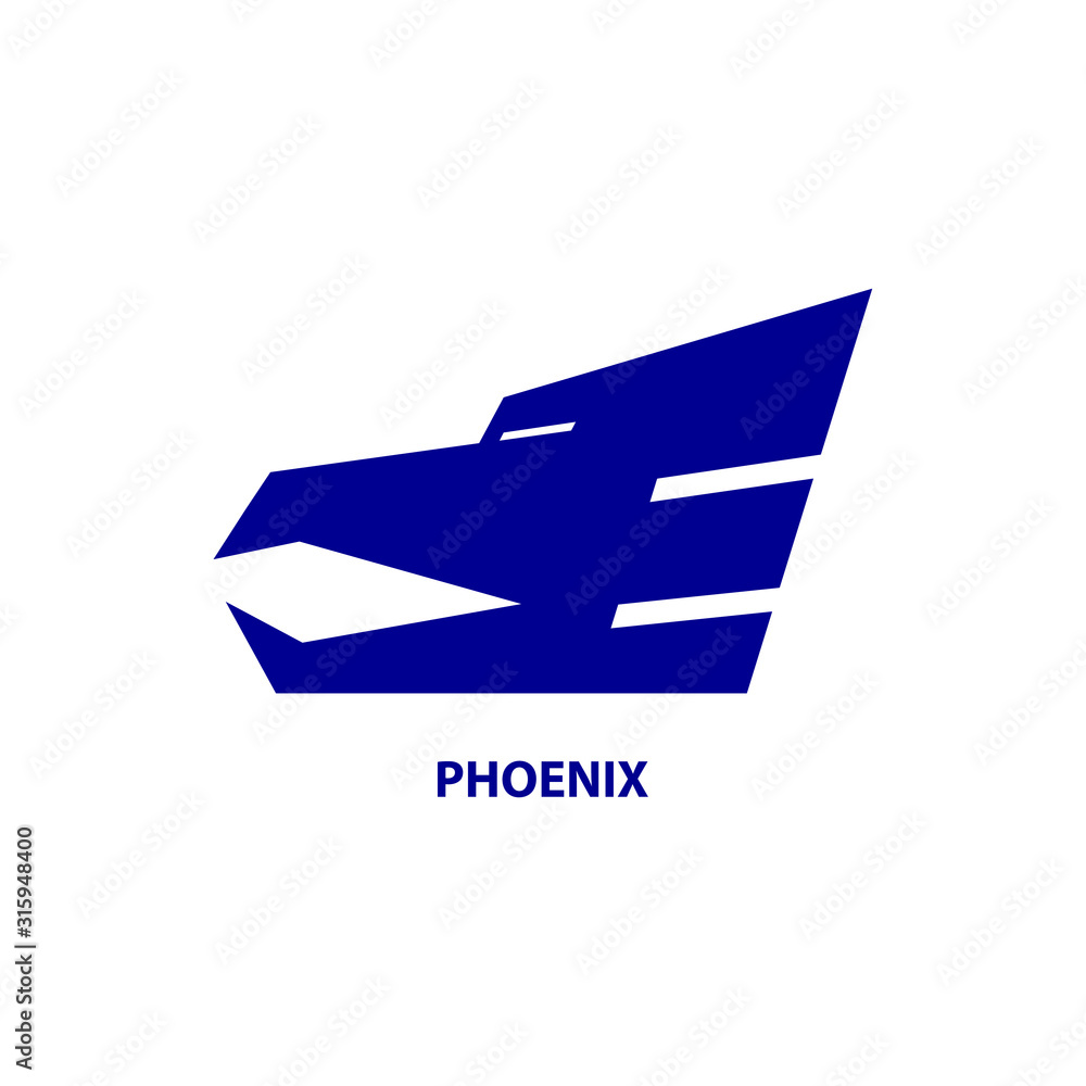 abstract phoenix bird logo. modern template. dark blue texture. for ...