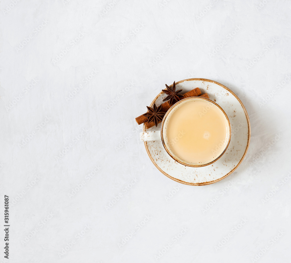 Indian Masala chai tea. Traditional Indian hot drink with milk and ...
