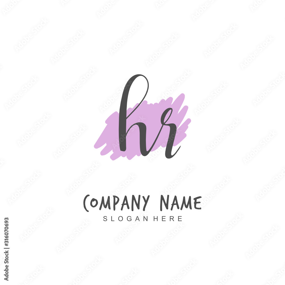Handwritten initial letter H R HR for identity and logo. Vector logo ...