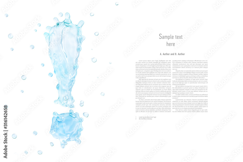 Water splash with water droplets in the form of water alphabet fluid ...