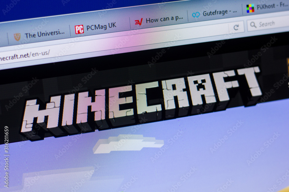 Ryazan, Russia - May 20, 2018: Homepage of MineCraft website on the ...