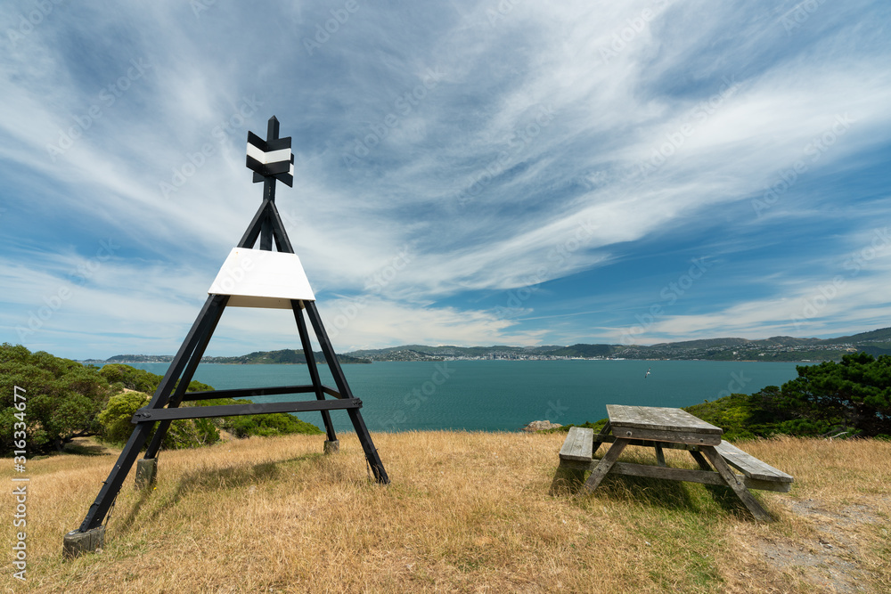 Matiu-Somes Island in Wellington harbor. An offshore island in view of ...