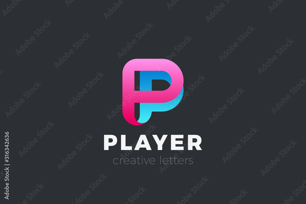 Letter P Logo design vector template Ribbon Font style Typography ...