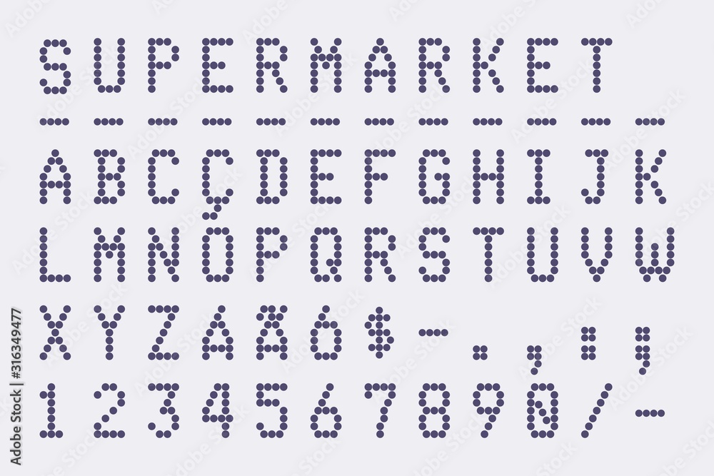Supermarket and Bank Receipt (Shopping Bill) Font. Pixel (Dot) Style ...
