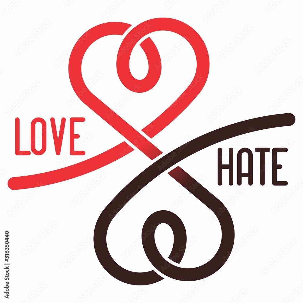 Love and Hate (Duality) Minimal Vector Illustration. Creative Opposite ...