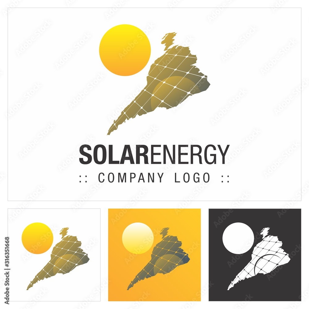 Solar Energy Vector Symbol Company Logo. Cartoon Style Logotype. Solar ...