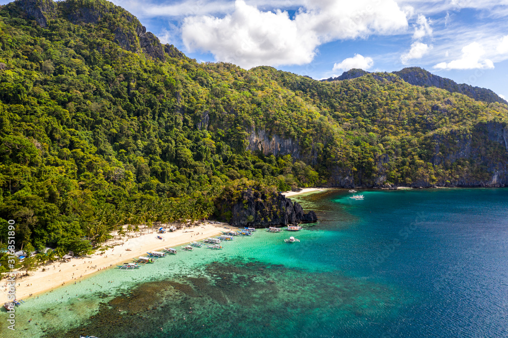Top view of beautiful turquoise beach, with white sand. Best beaches of ...