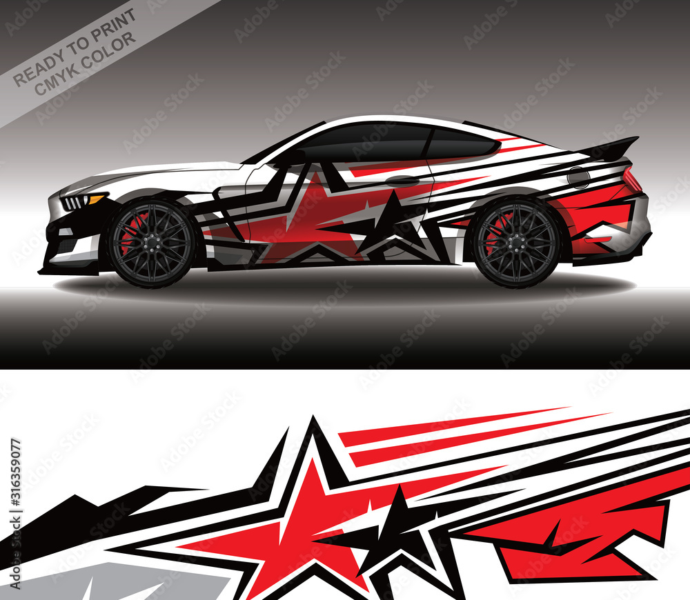 Car wrap decal design vector, custom livery race rally car vehicle ...