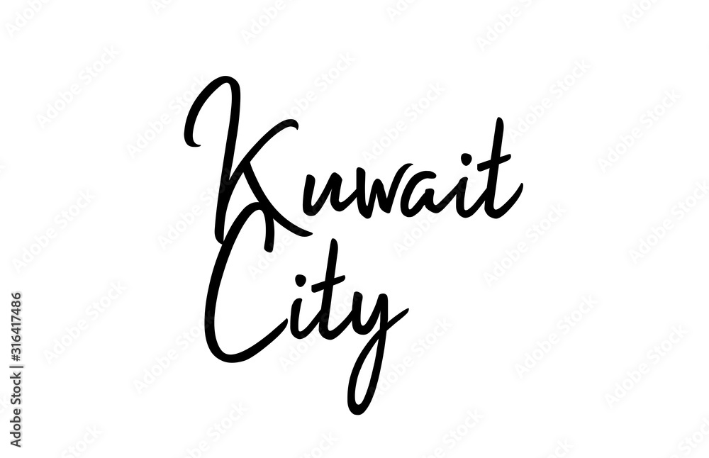 Kuwait City capital word city typography hand written text modern ...