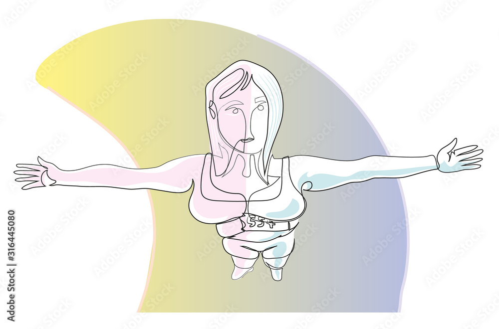 One continuous line drawing of marathon runner looking at sky. Simple ...