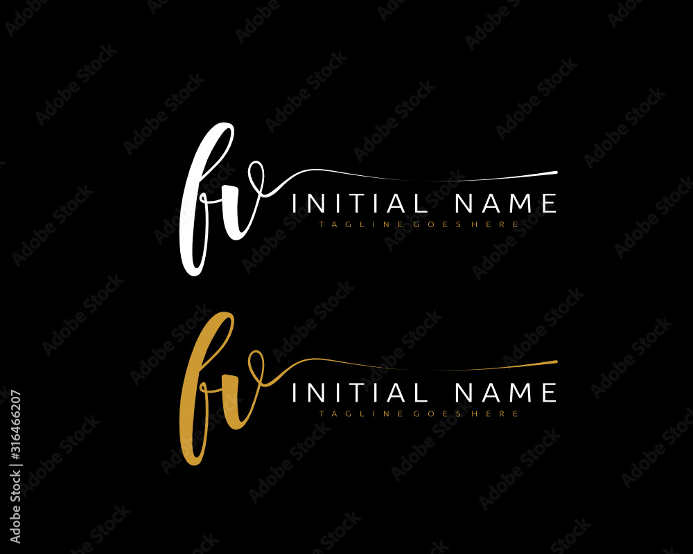 F V FV Initial handwriting logo vector. Hand lettering for designs ...