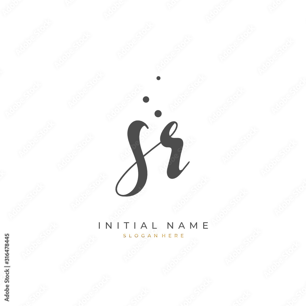 Handwritten initial letter S R SR for identity and logo. Vector logo ...