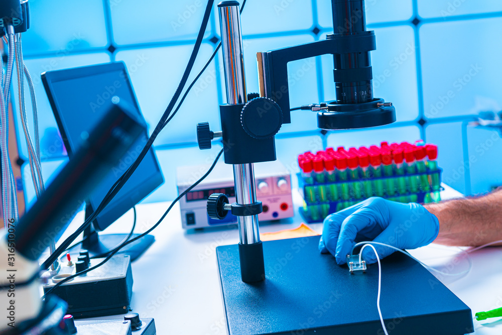 Design development Lab On Chip device in microfluidic lab Stock Photo ...