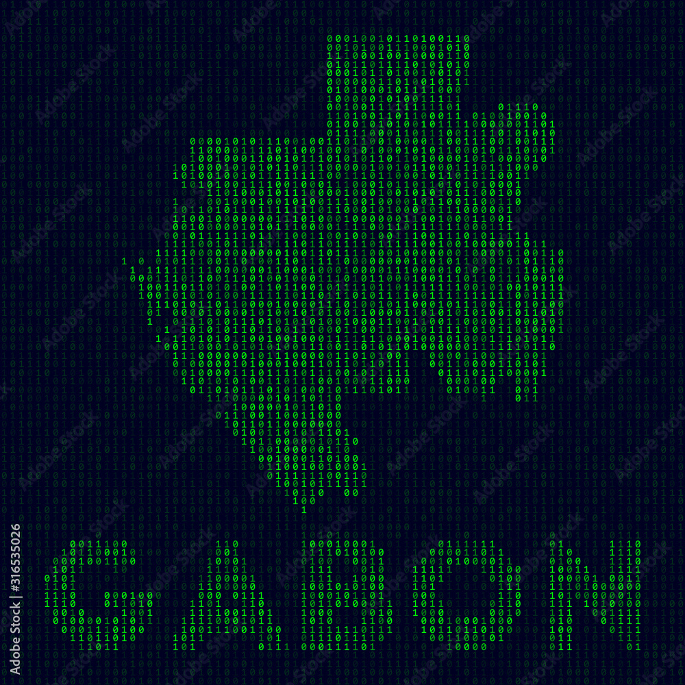 Digital Gabon logo. Country symbol in hacker style. Binary code map of Gabon with country name ...