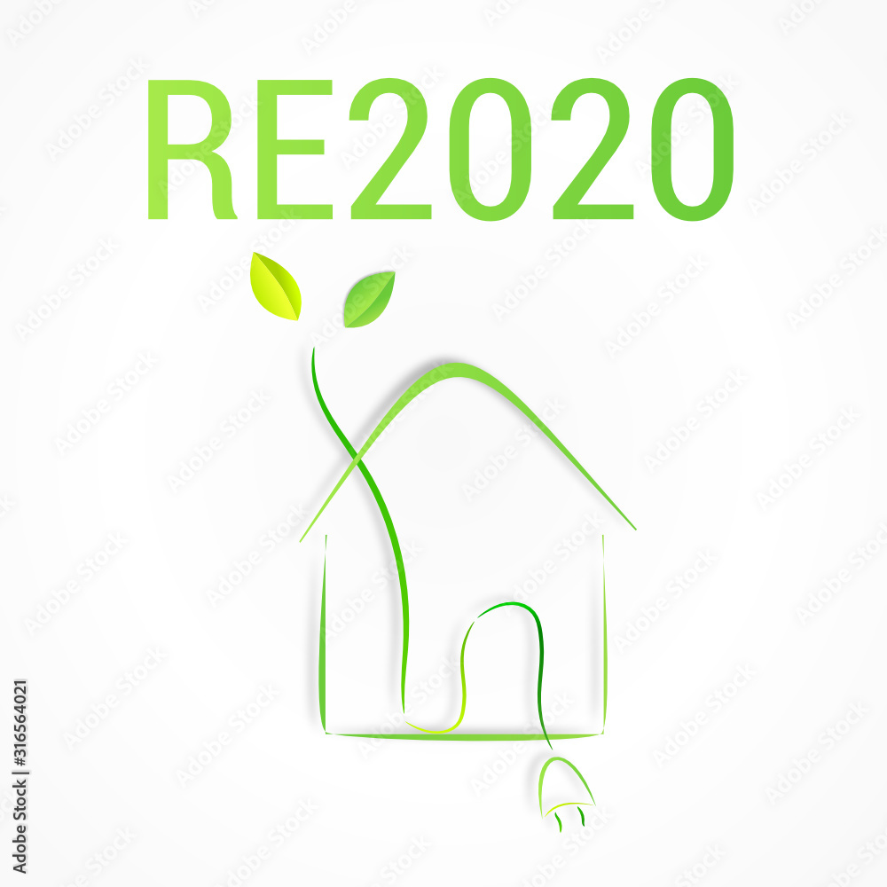 RE2020 réglementation environnementale des bâtiments neufs Stock Vector ...