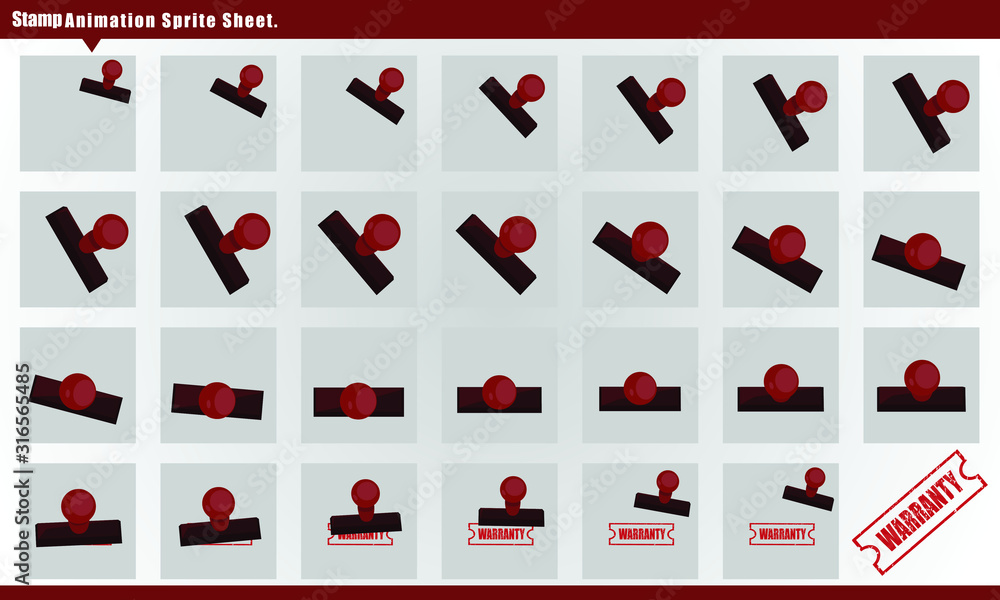 Warranty Stamp, With animation. Stamp Animation Sprite Sheet Vector ...