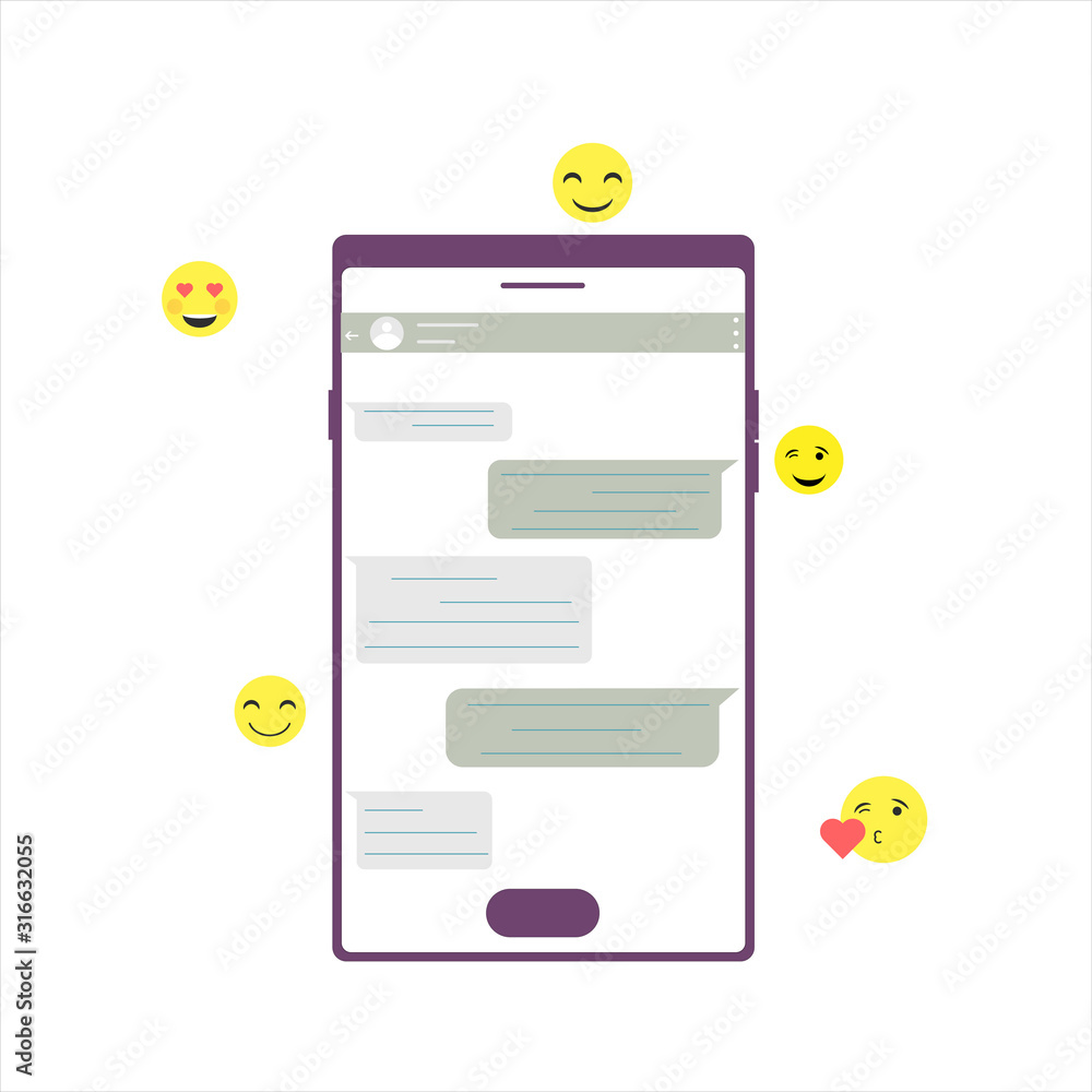 Messaging App Telegram Messenger UI and UX Concept Realistic Flat ...
