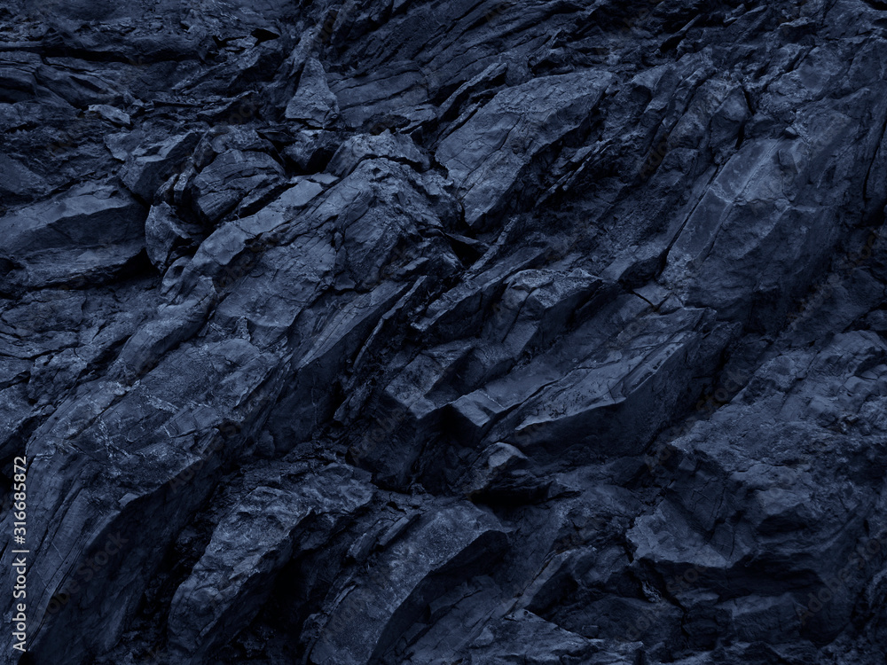 Toned mountain texture. Detail. Blue stone background. Dark blue grunge ...