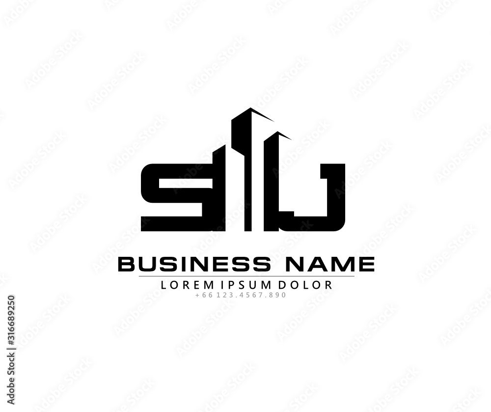 S J SJ Initial building logo concept Stock Vector | Adobe Stock