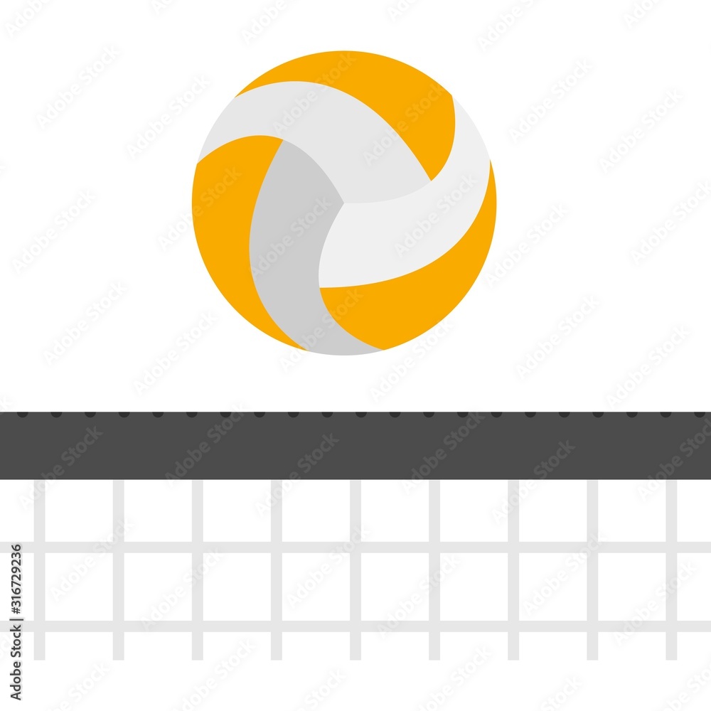 Volleyball ball and net on white background. Vector illustration Stock ...