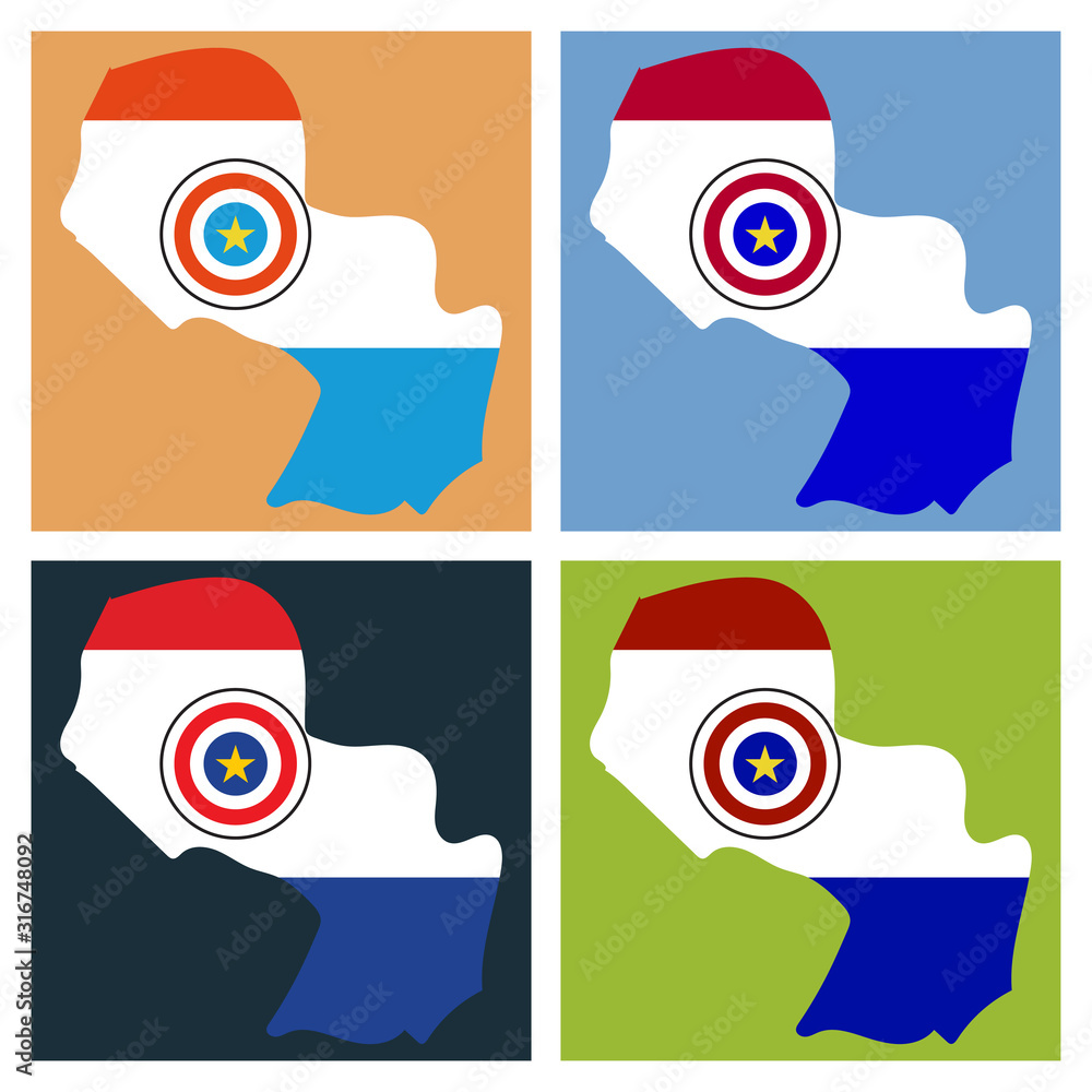 High resolution Paraguay map with country flag. Flag of the Paraguay ...