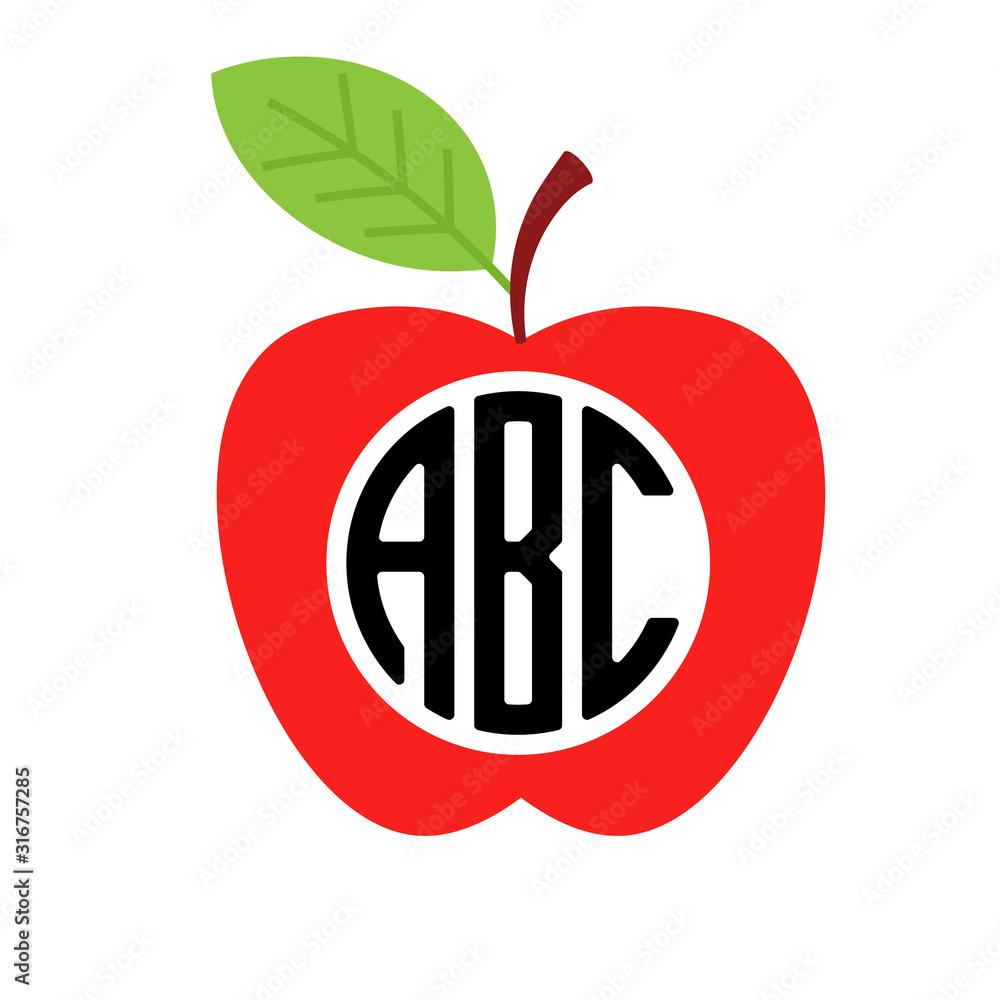 Apple monogram icon. Clipart image isolated on white background Stock ...