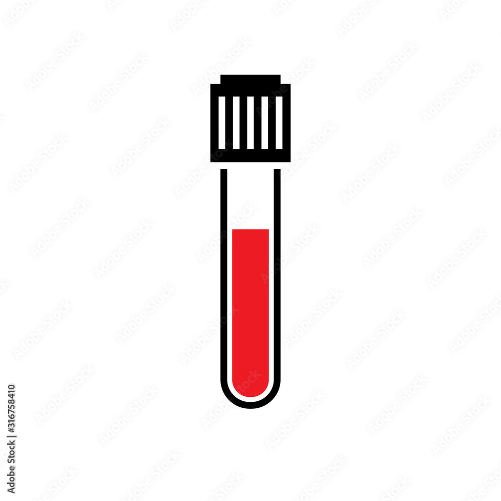 Blood test tube glyph icon. Clipart image isolated on white background ...