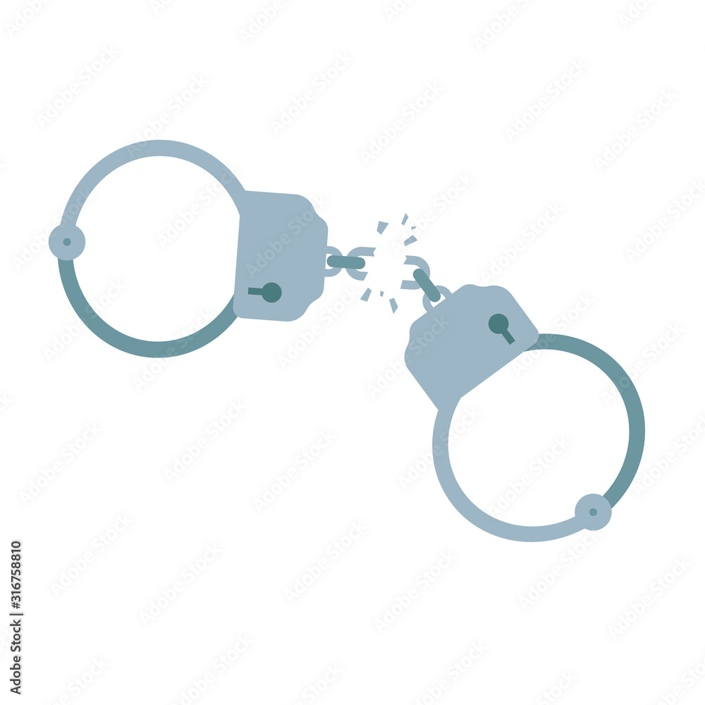 Broken handcuffs icon. Clipart image isolated on white background Stock ...