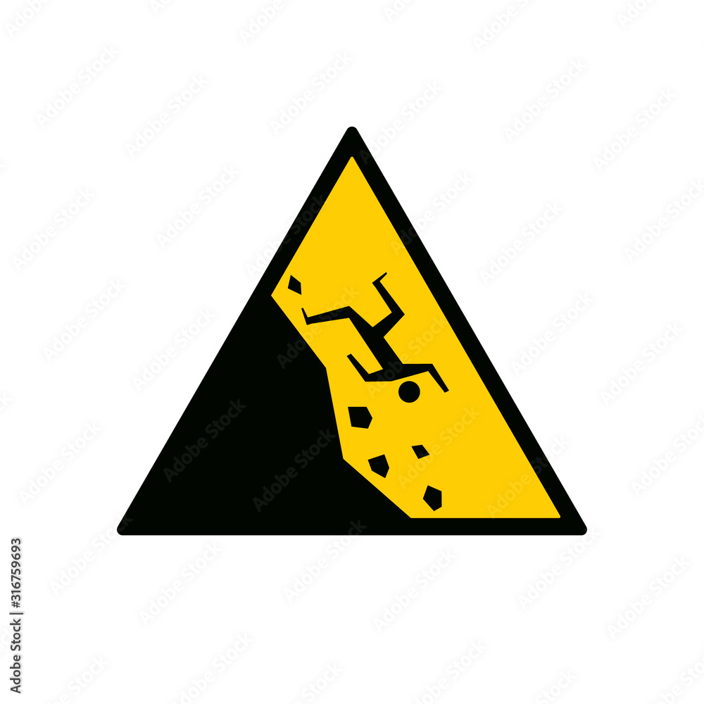 Fallling off cliff road sign. Clipart image isolated on white ...