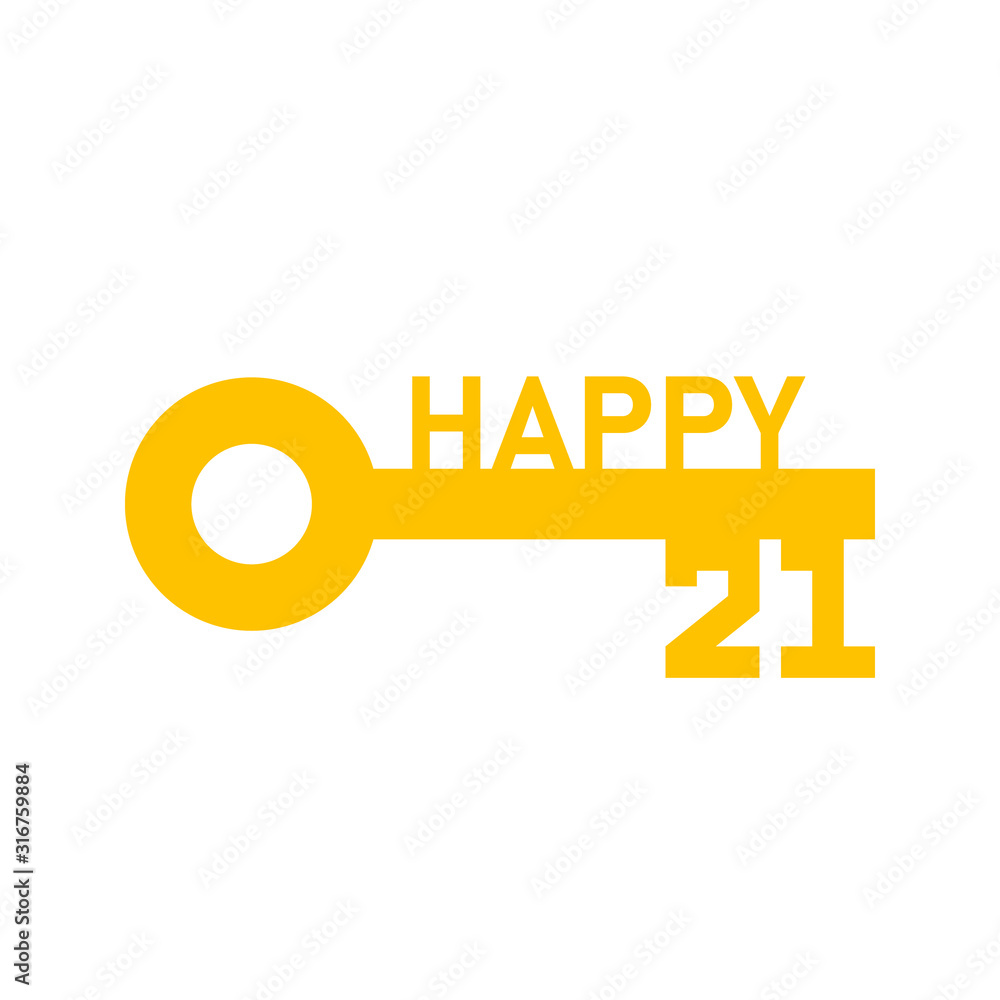 21st birthday key icon. Clipart image isolated on white background ...