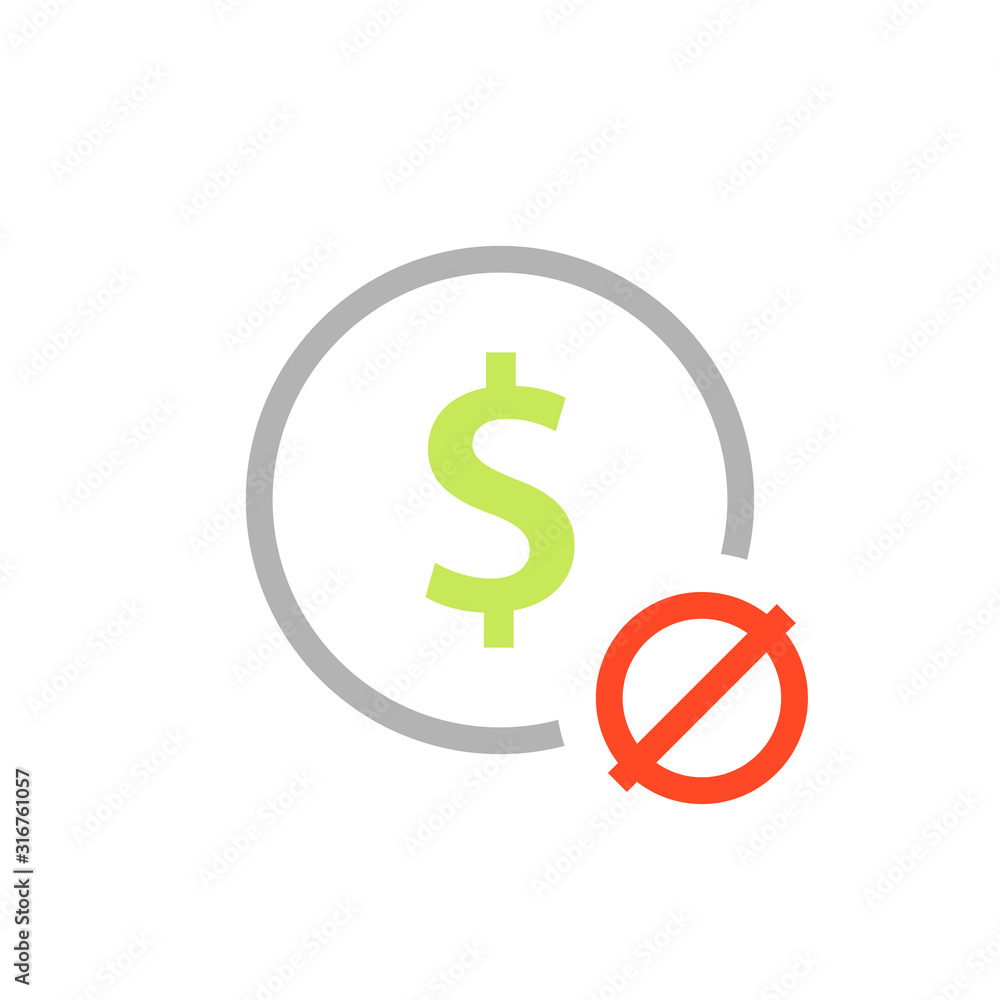 Not enough money icon. Clipart image isolated on white background Stock ...