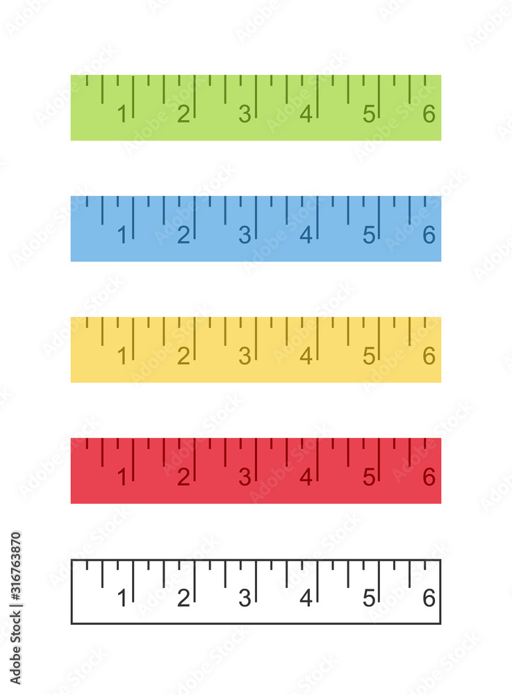 6 inch ruler icon set. Clipart image isolated on white background Stock ...