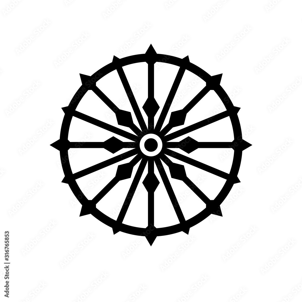 Konark wheel simple silhouette icon. Clipart image isolated on white ...