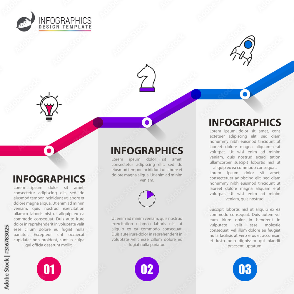 Infographic design template. Creative concept with 3 steps Stock Vector ...