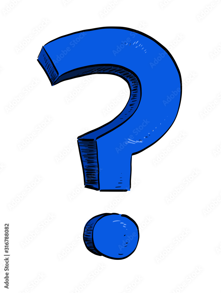 Hand drawn Blue Question Mark Illustration Stock Illustration | Adobe Stock
