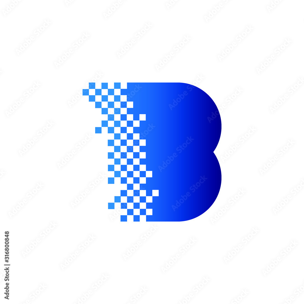 logo huruf b digital dengan konsep abstract .tektur biru isolated white ...