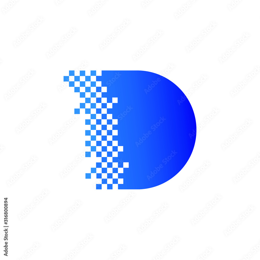 Stock-Vektorgrafik „logo huruf d digital dengan konsep abstract .tektur ...