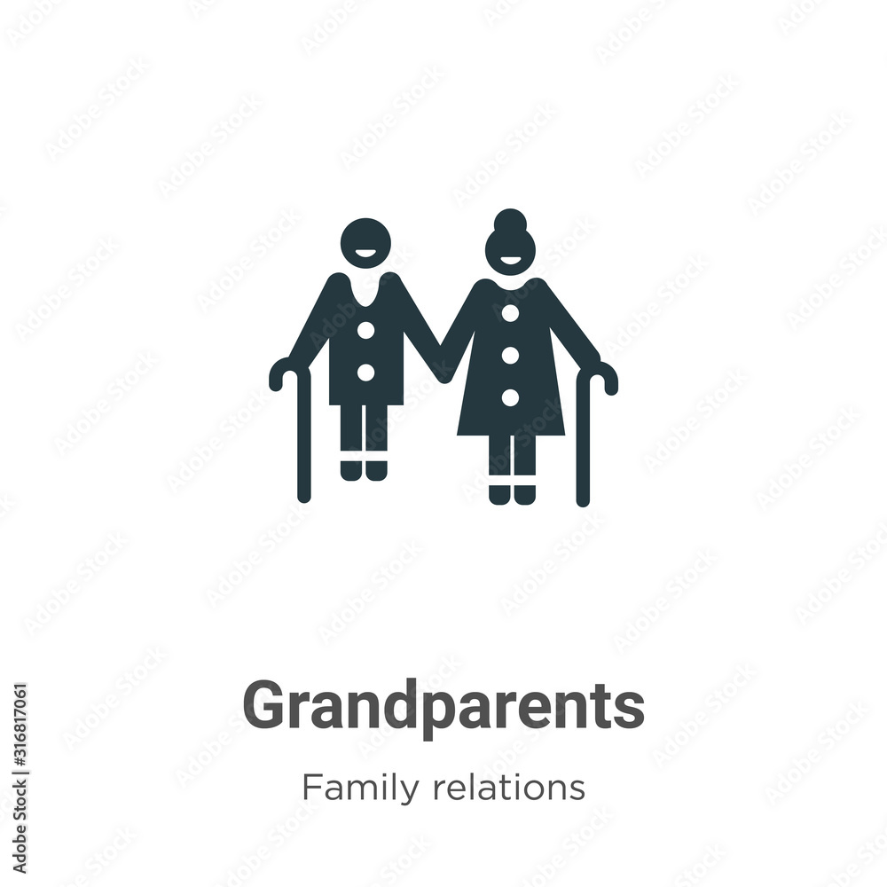 Grandparents glyph icon vector on white background. Flat vector ...