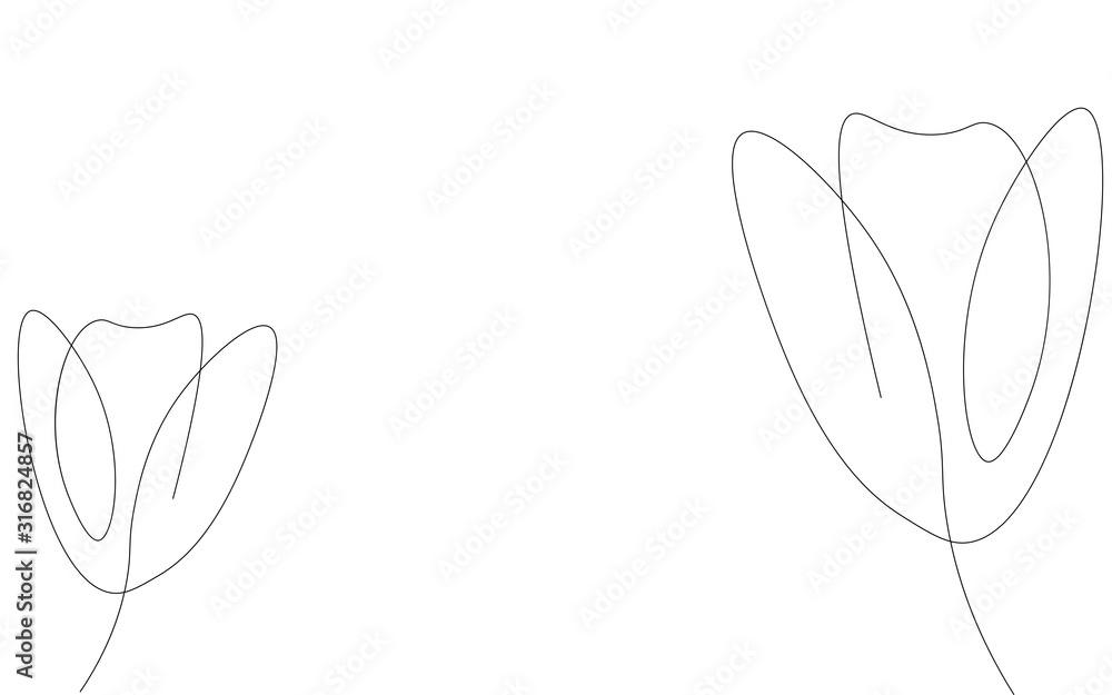 Flowers background spring. Continuous line drawing. Vector illustration ...