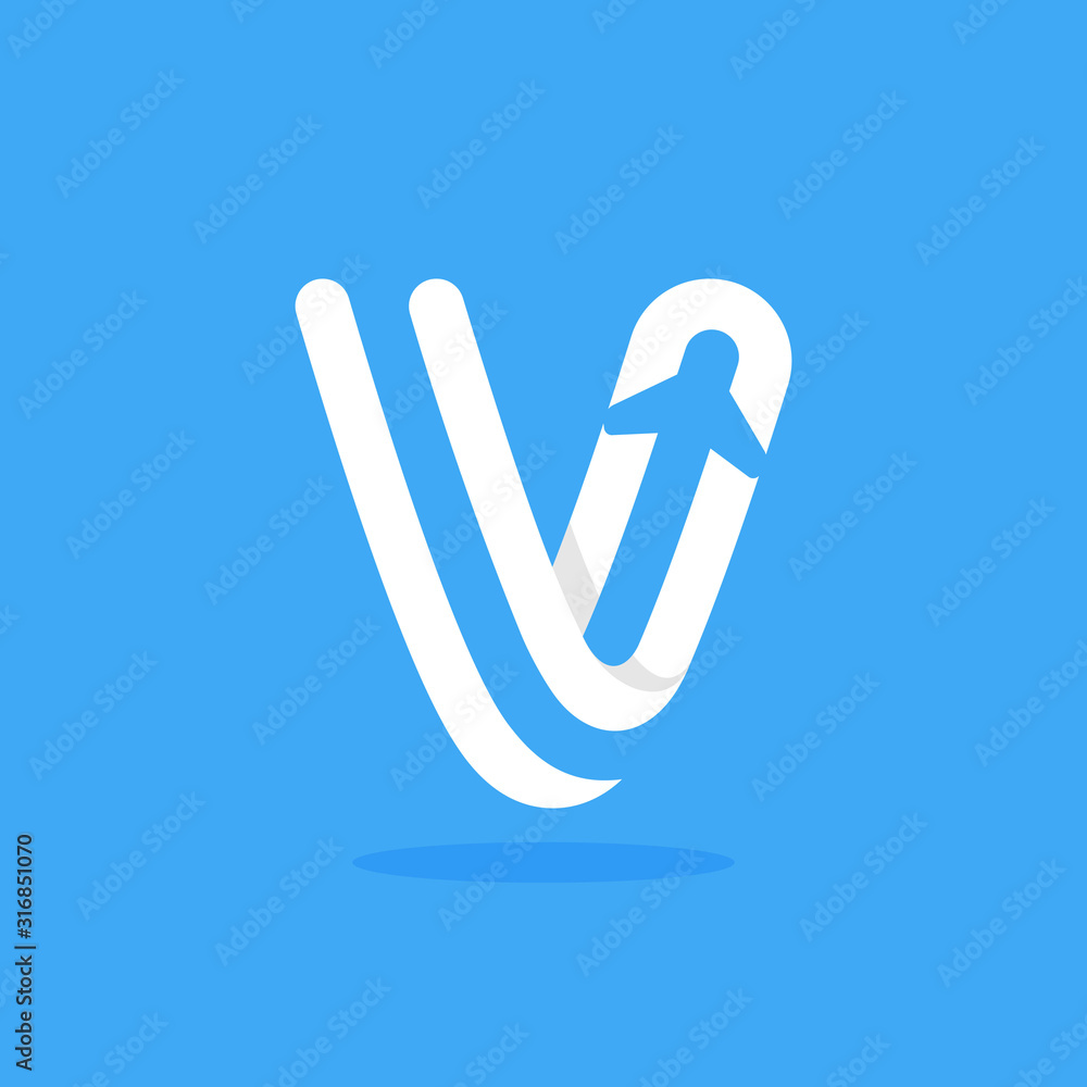 V letter with plane and airline inside. Stock Vector | Adobe Stock
