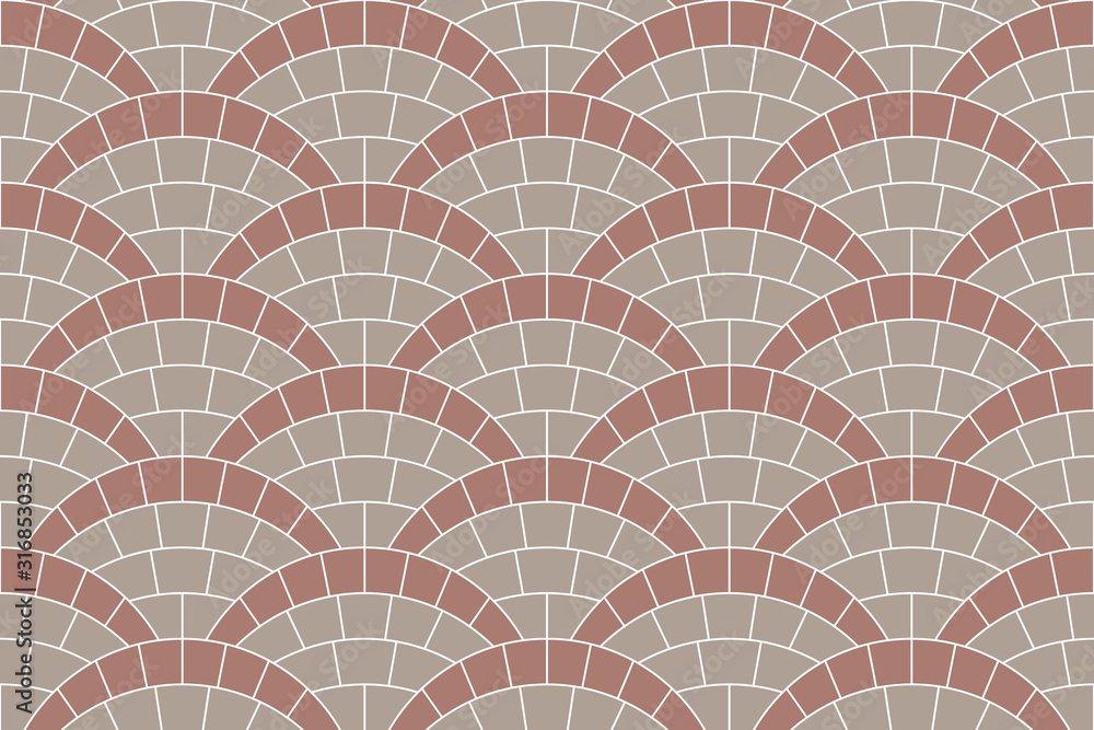 Seamless texture of circle street tiles pavement. Repeating pattern of ...