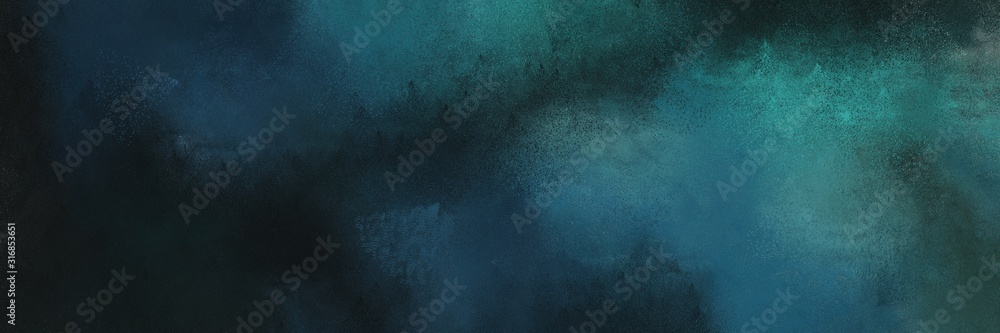 old horizontal design background with very dark blue, teal blue and ...