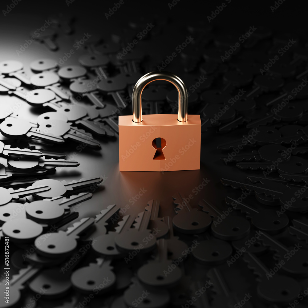 One padlock with infinite keys, metaphor of problems, solutions and ...