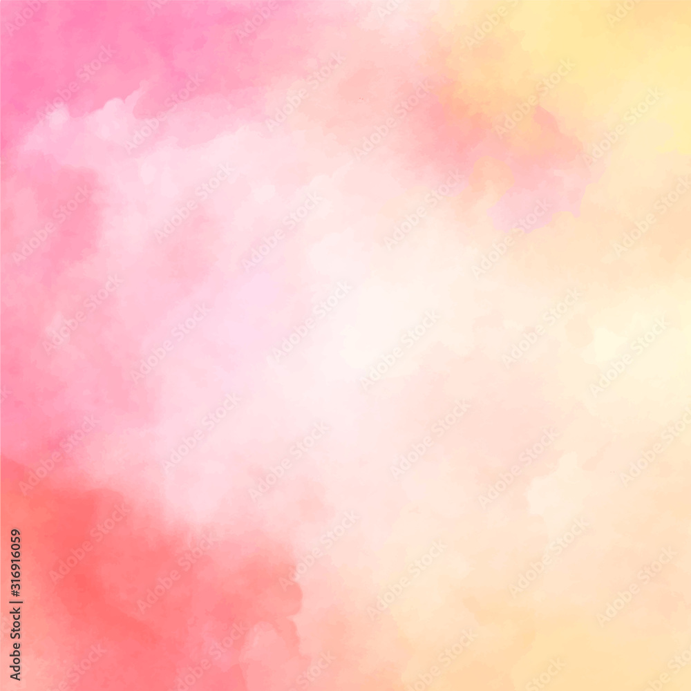 Pink-yellow watercolor background. Delicate peach color. Watercolor ...