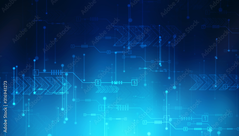 Binary Code Background, Digital Abstract technology background, flowing ...