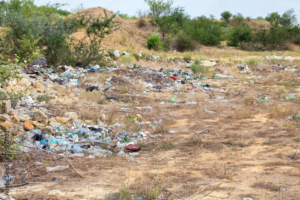 landfill and plastic waste at nature landscape Stock Photo | Adobe Stock