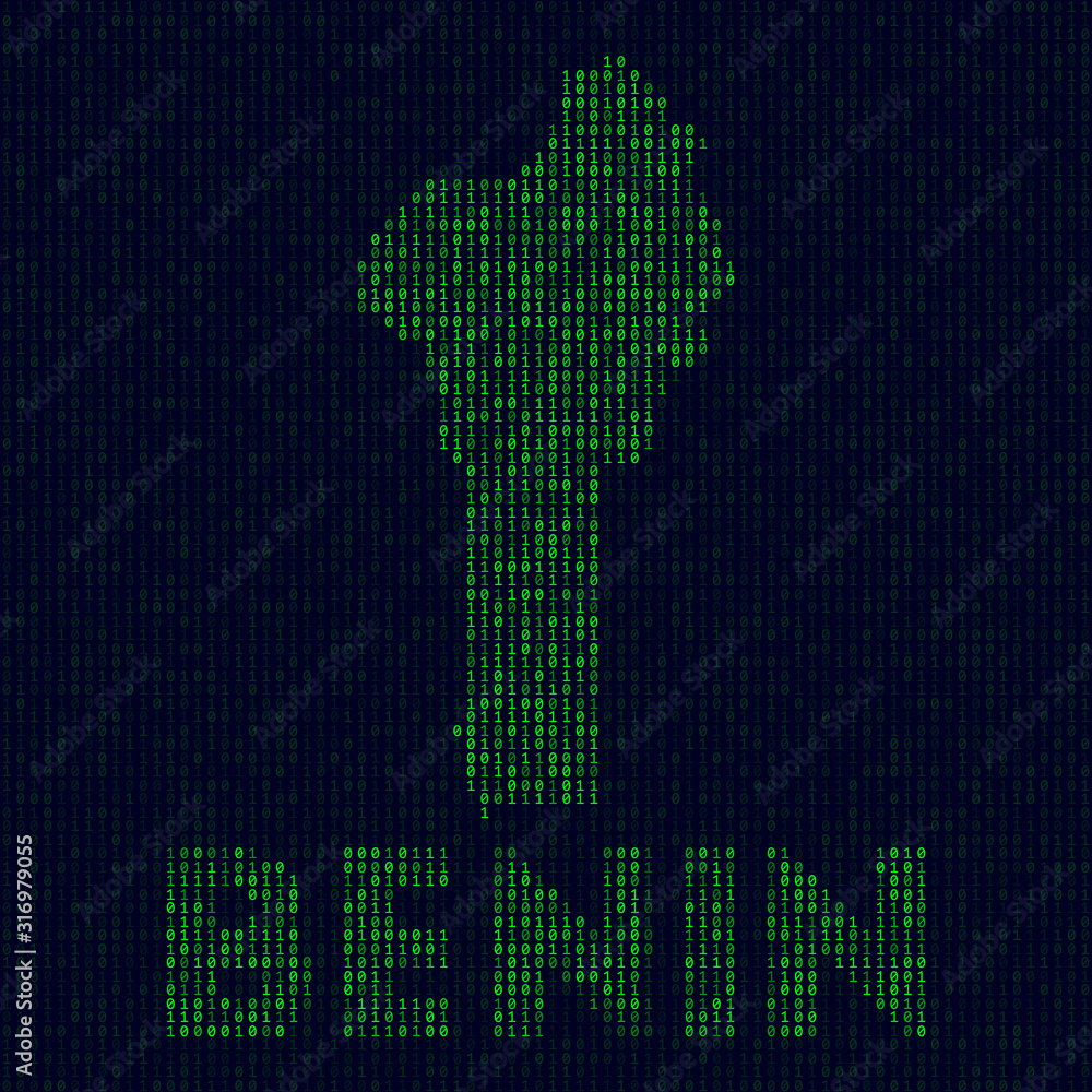 Digital Benin logo. Country symbol in hacker style. Binary code map of ...