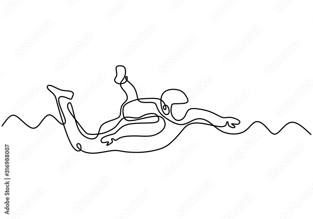 Skydiving one line drawing. Extreme sport people theme. Vector ...