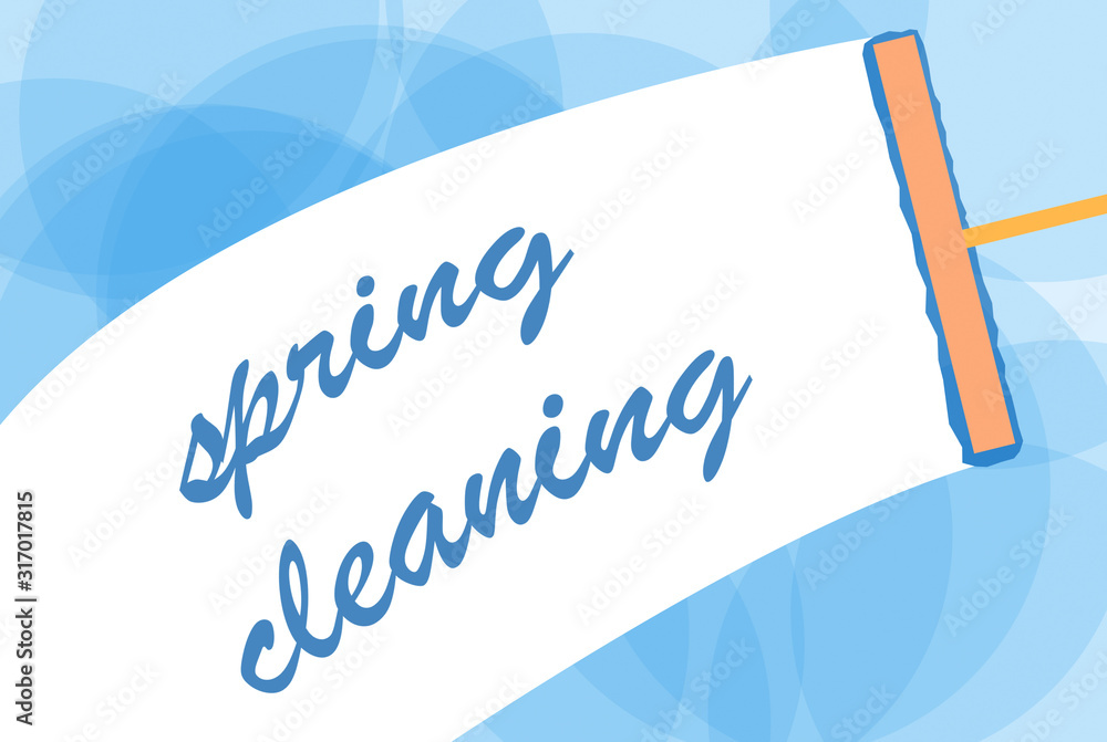 Spring Window Cleaning Illustration With Squeegee Icon And Lettering ...